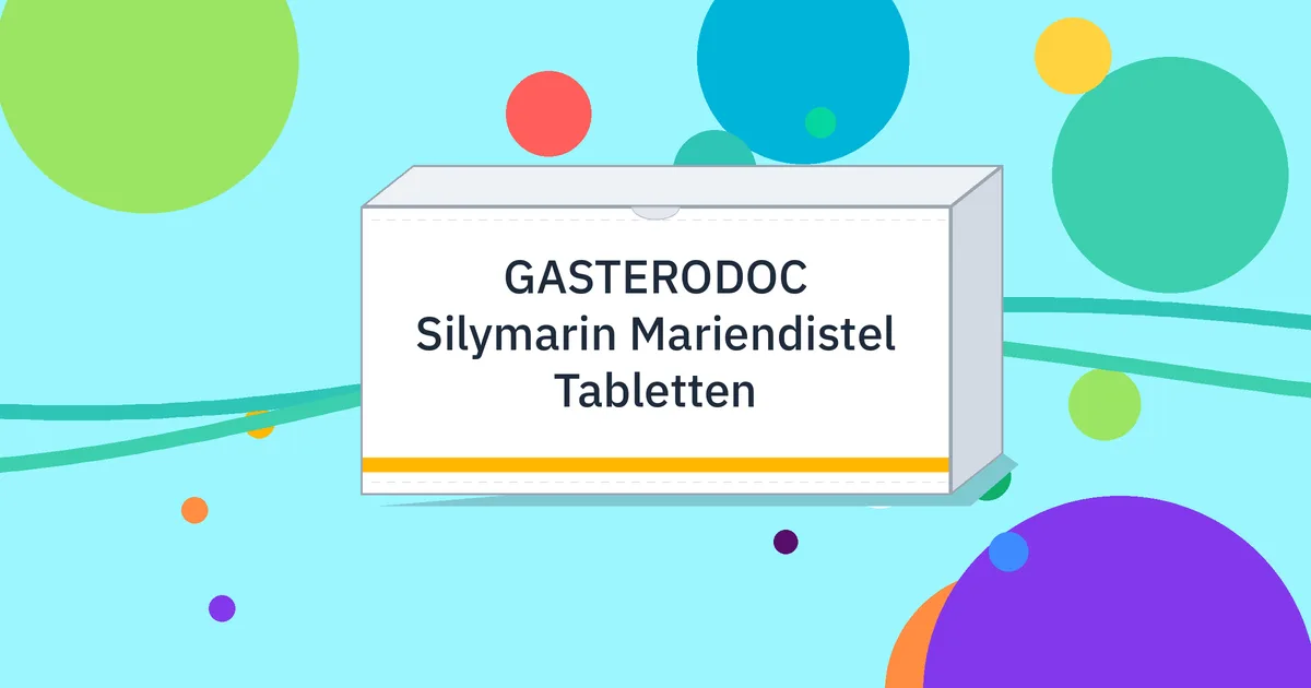 Symbolbild: Packung mit der Aufschrift GASTERODOC Silymarin Mariendistel Tabletten (PZN 16324785) – Verfügbarkeit und Bezug in Apotheken in Frankfurt am Main