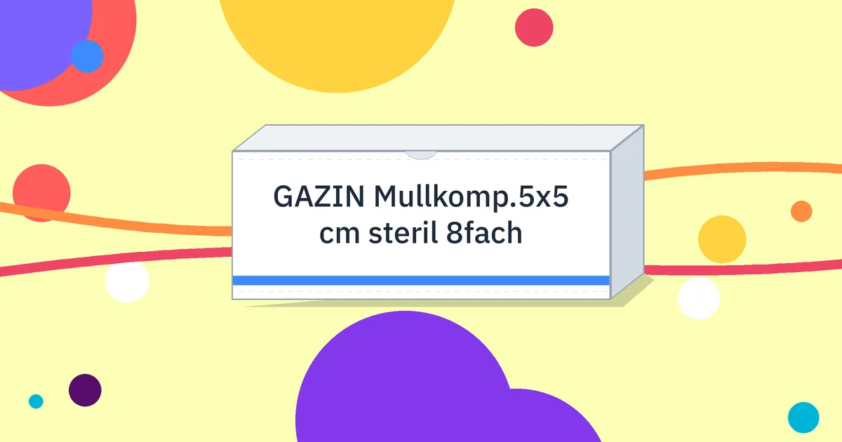 Symbolbild: Packung mit der Aufschrift GAZIN Mullkomp.5x5 cm steril 8fach (PZN 17831923) – Verfügbarkeit und Bezug in Apotheken in Frankfurt am Main
