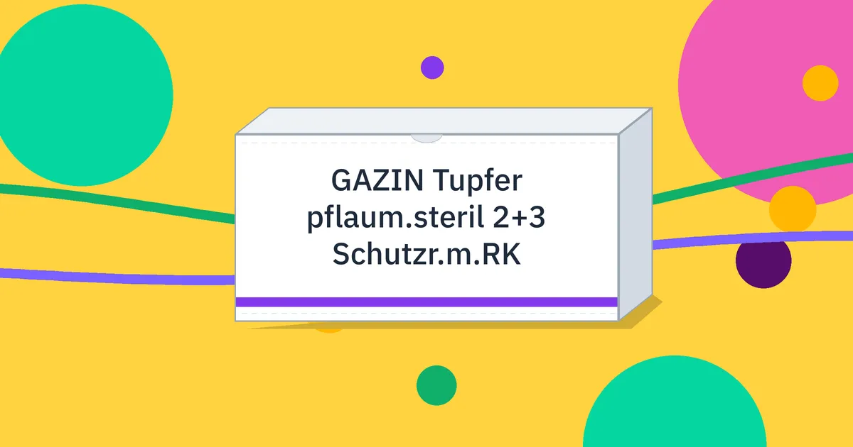 Symbolbild: Packung mit der Aufschrift GAZIN Tupfer pflaum.steril 2+3 Schutzr.m.RK (PZN 01232244) – Verfügbarkeit und Bezug in Apotheken in Frankfurt am Main