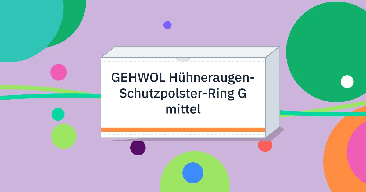 Symbolbild: Packung mit der Aufschrift GEHWOL Hühneraugen-Schutzpolster-Ring G mittel (PZN 01209156) – Verfügbarkeit und Bezug in Apotheken in Frankfurt am Main