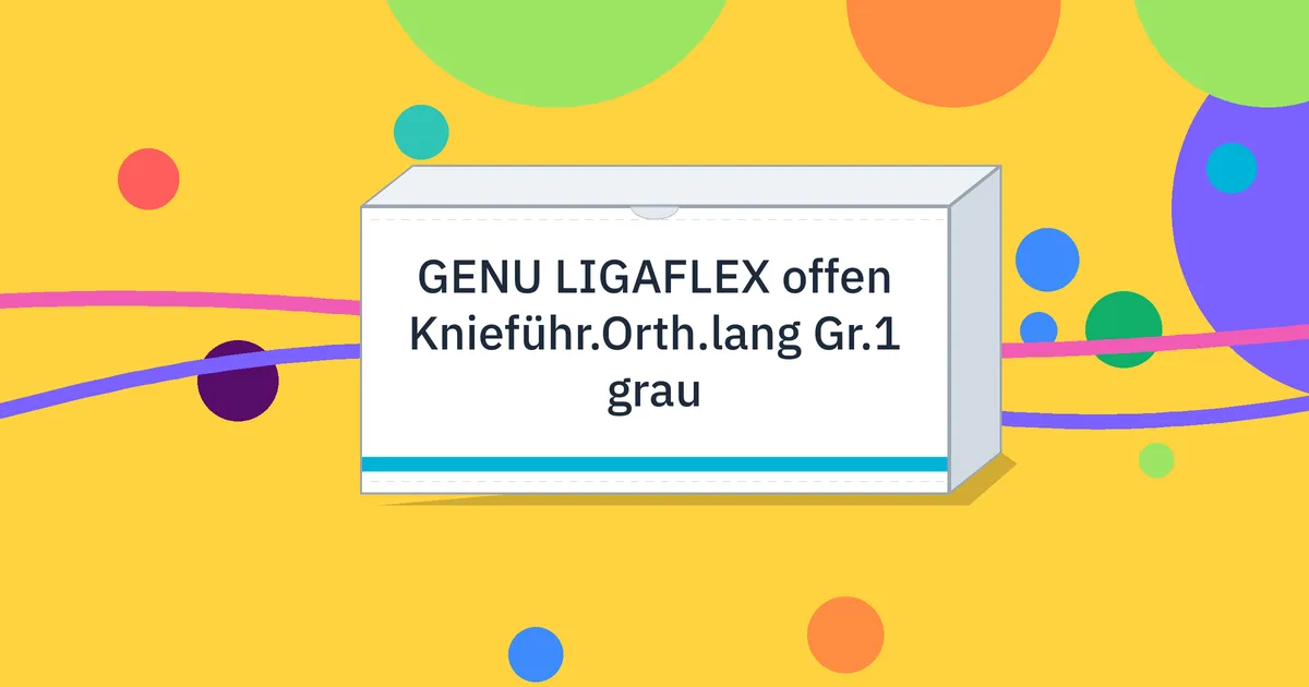 Symbolbild: Packung mit der Aufschrift GENU LIGAFLEX offen Knieführ.Orth.lang Gr.1 grau (PZN 13980342) – Verfügbarkeit und Bezug in Apotheken in Frankfurt am Main