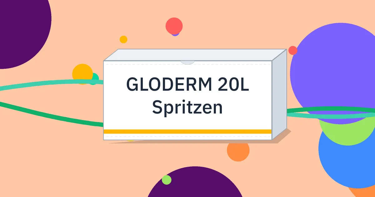 Symbolbild: Packung mit der Aufschrift GLODERM 20L Spritzen (PZN 15659495) – Verfügbarkeit und Bezug in Apotheken in Frankfurt am Main