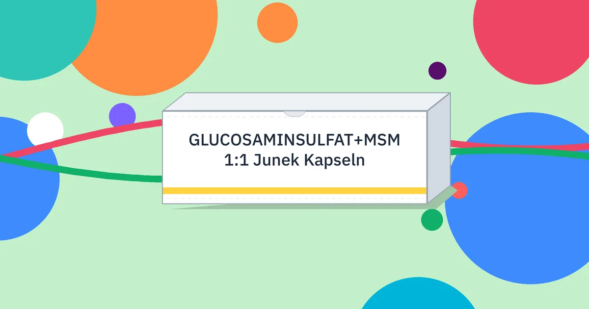Symbolbild: Packung mit der Aufschrift GLUCOSAMINSULFAT+MSM 1:1 Junek Kapseln (PZN 10052340) – Verfügbarkeit und Bezug in Apotheken in Frankfurt am Main