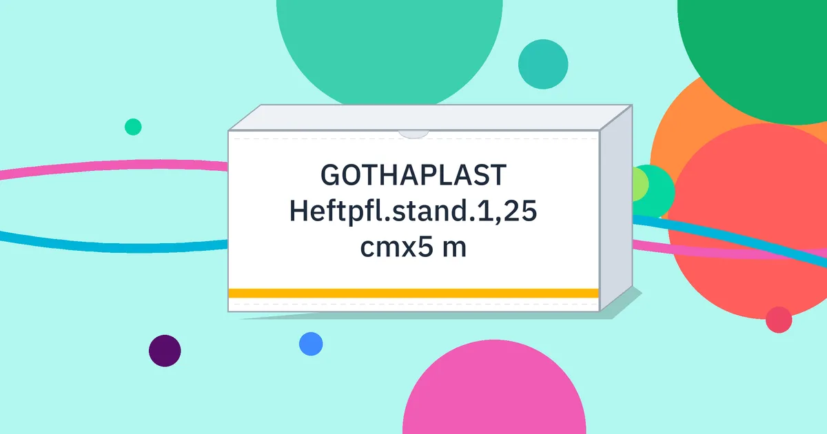 Symbolbild: Packung mit der Aufschrift GOTHAPLAST Heftpfl.stand.1,25 cmx5 m (PZN 04051336) – Verfügbarkeit und Bezug in Apotheken in Frankfurt am Main