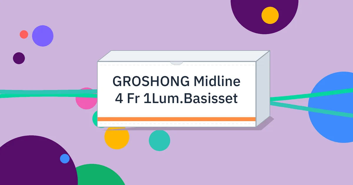 Symbolbild: Packung mit der Aufschrift GROSHONG Midline 4 Fr 1Lum.Basisset (PZN 12777774) – Verfügbarkeit und Bezug in Apotheken in Frankfurt am Main