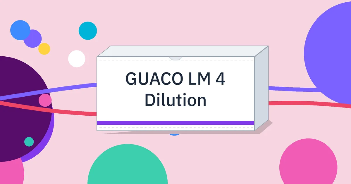Symbolbild: Packung mit der Aufschrift GUACO LM 4 Dilution (PZN 13547823) – Verfügbarkeit und Bezug in Apotheken in Frankfurt am Main