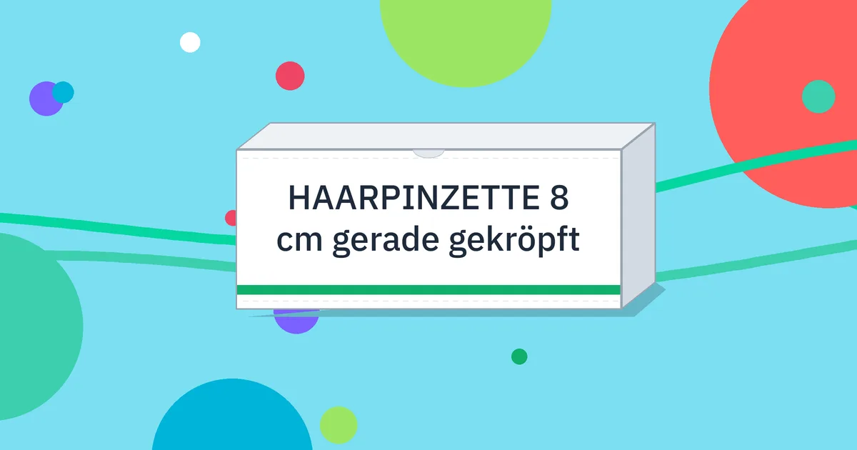Symbolbild: Packung mit der Aufschrift HAARPINZETTE 8 cm gerade gekröpft (PZN 17287537) – Verfügbarkeit und Bezug in Apotheken in Frankfurt am Main
