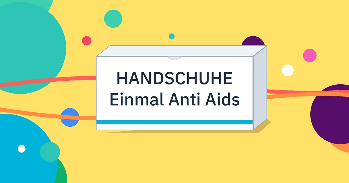Symbolbild: Packung mit der Aufschrift HANDSCHUHE Einmal Anti Aids (PZN 03389955) – Verfügbarkeit und Bezug in Apotheken in Frankfurt am Main