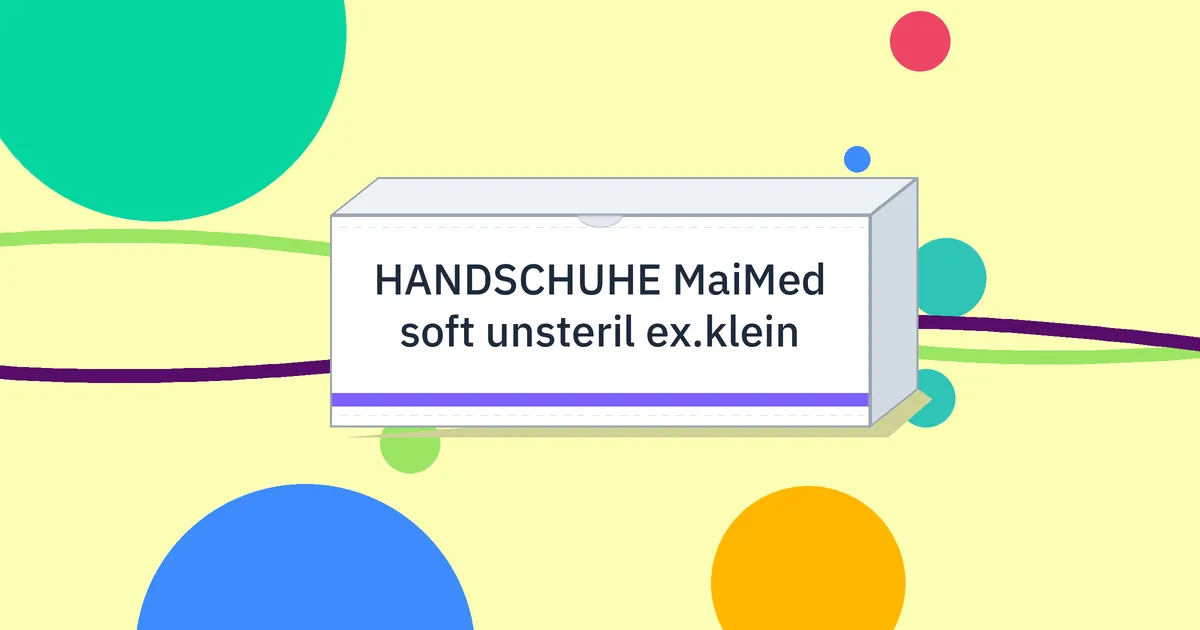 Symbolbild: Packung mit der Aufschrift HANDSCHUHE MaiMed soft unsteril ex.klein (PZN 01521787) – Verfügbarkeit und Bezug in Apotheken in Frankfurt am Main