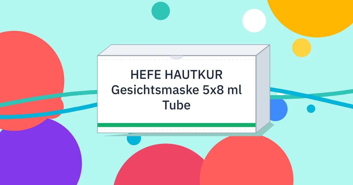 Symbolbild: Packung mit der Aufschrift HEFE HAUTKUR Gesichtsmaske 5x8 ml Tube (PZN 14059505) – Verfügbarkeit und Bezug in Apotheken in Frankfurt am Main