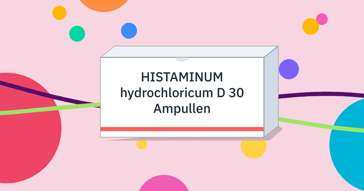 Symbolbild: Packung mit der Aufschrift HISTAMINUM hydrochloricum D 30 Ampullen (PZN 11706387) – Verfügbarkeit und Bezug in Apotheken in Frankfurt am Main