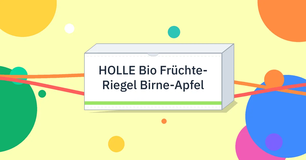 Symbolbild: Packung mit der Aufschrift HOLLE Bio Früchte-Riegel Birne-Apfel (PZN 09174701) – Verfügbarkeit und Bezug in Apotheken in Frankfurt am Main