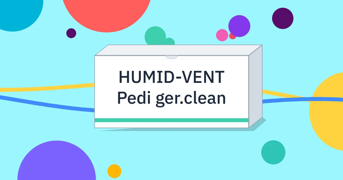 Symbolbild: Packung mit der Aufschrift HUMID-VENT Pedi ger.clean (PZN 05851056) – Verfügbarkeit und Bezug in Apotheken in Frankfurt am Main