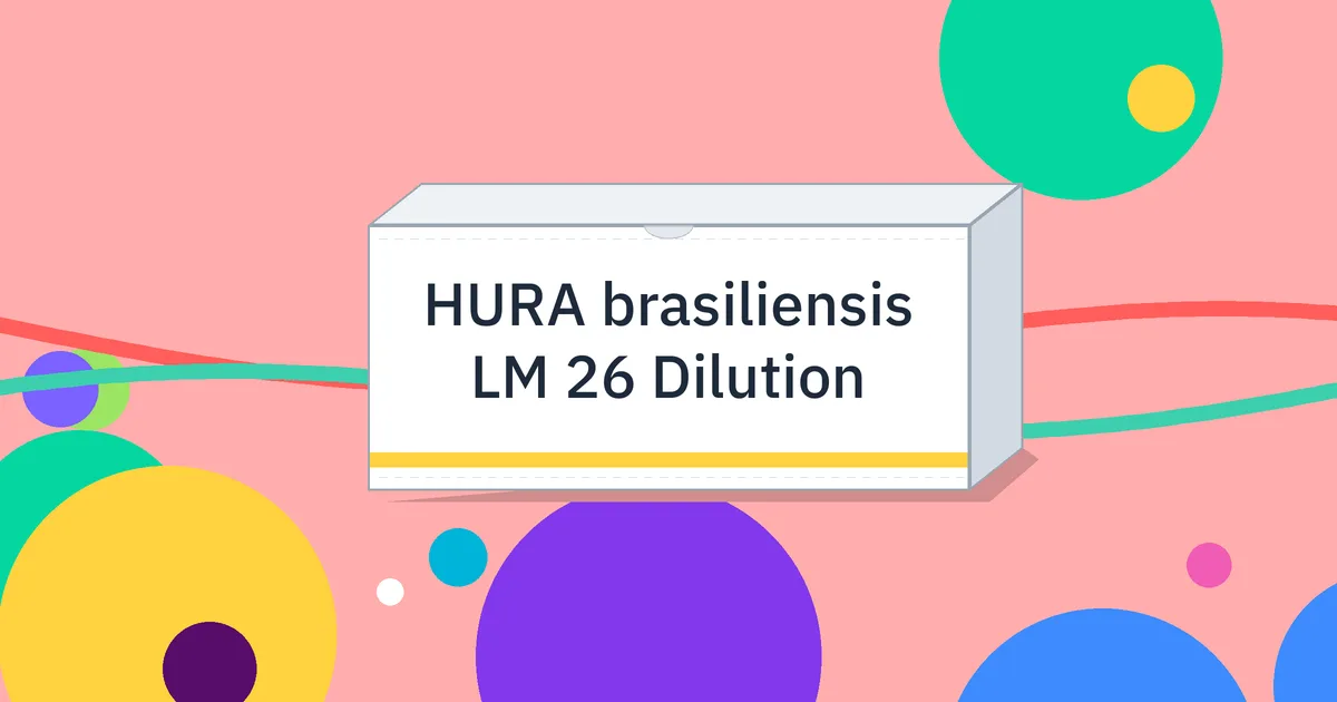 Symbolbild: Packung mit der Aufschrift HURA brasiliensis LM 26 Dilution (PZN 12889898) – Verfügbarkeit und Bezug in Apotheken in Frankfurt am Main
