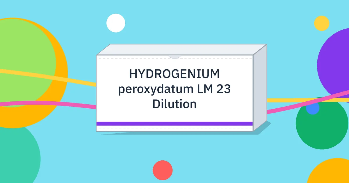 Symbolbild: Packung mit der Aufschrift HYDROGENIUM peroxydatum LM 23 Dilution (PZN 13557365) – Verfügbarkeit und Bezug in Apotheken in Frankfurt am Main
