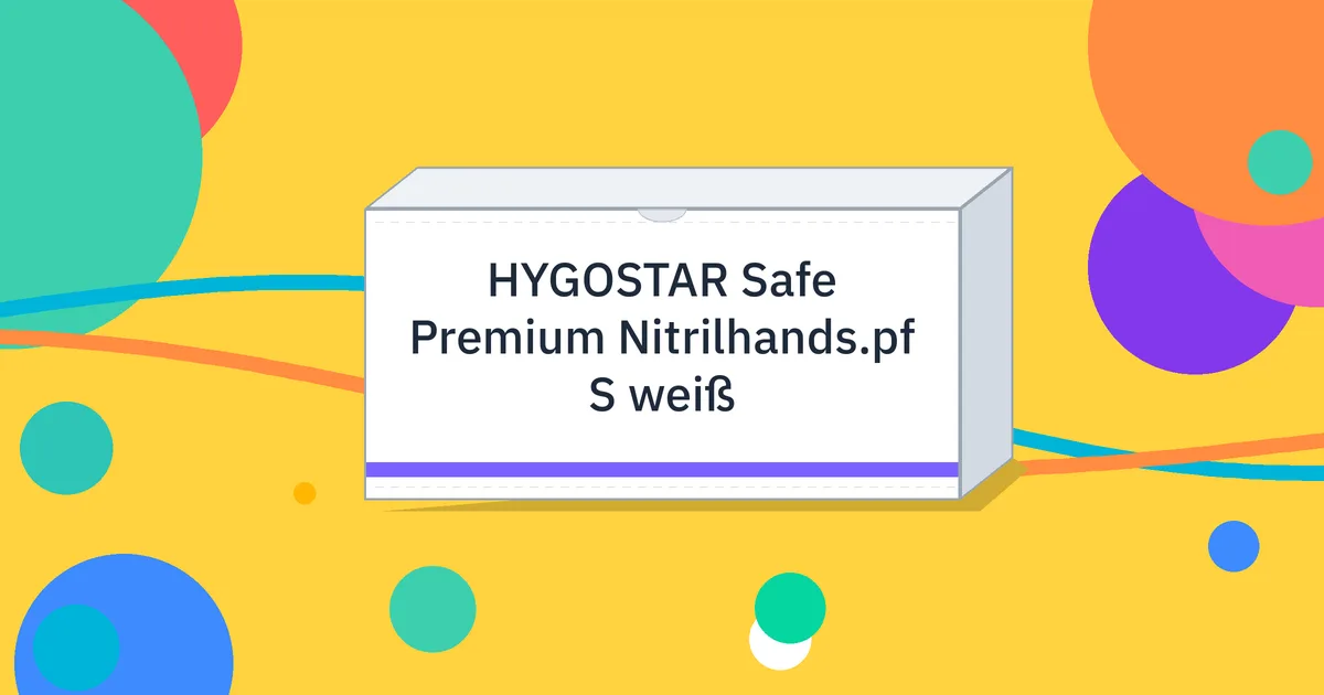 Symbolbild: Packung mit der Aufschrift HYGOSTAR Safe Premium Nitrilhands.pf S weiß (PZN 20775364) – Verfügbarkeit und Bezug in Apotheken in Frankfurt am Main