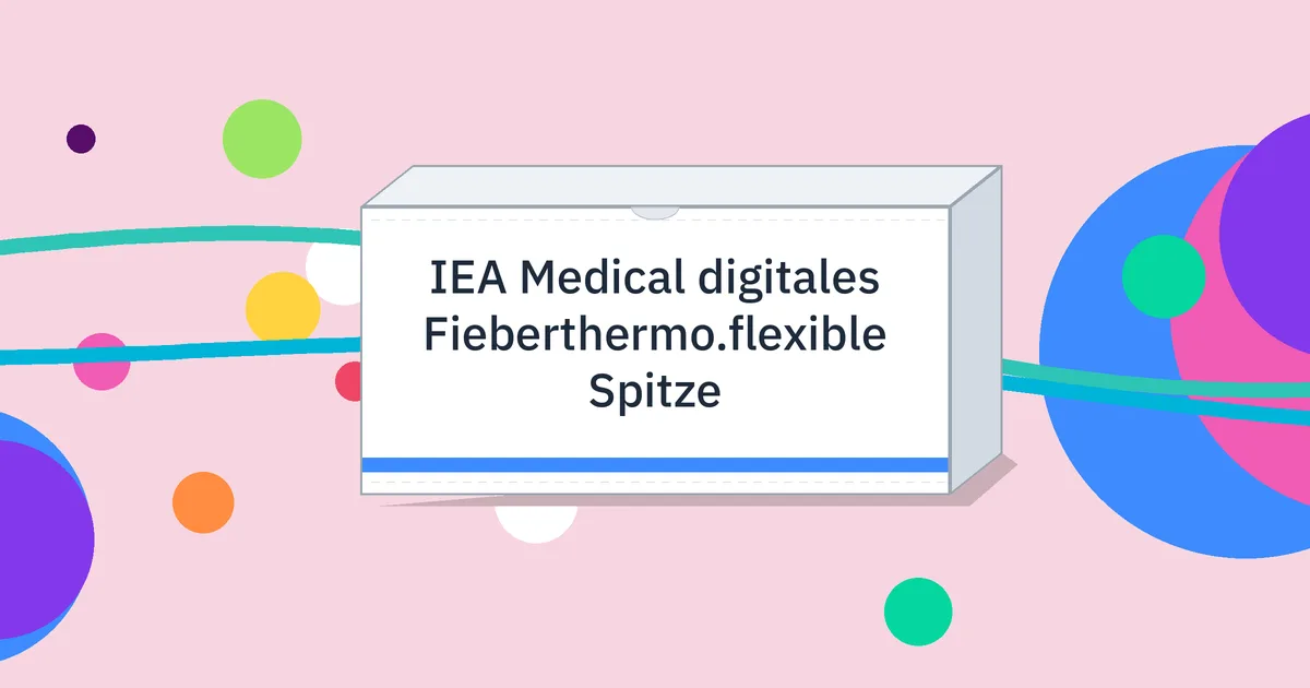 Symbolbild: Packung mit der Aufschrift IEA Medical digitales Fieberthermo.flexible Spitze (PZN 19140531) – Verfügbarkeit und Bezug in Apotheken in Frankfurt am Main