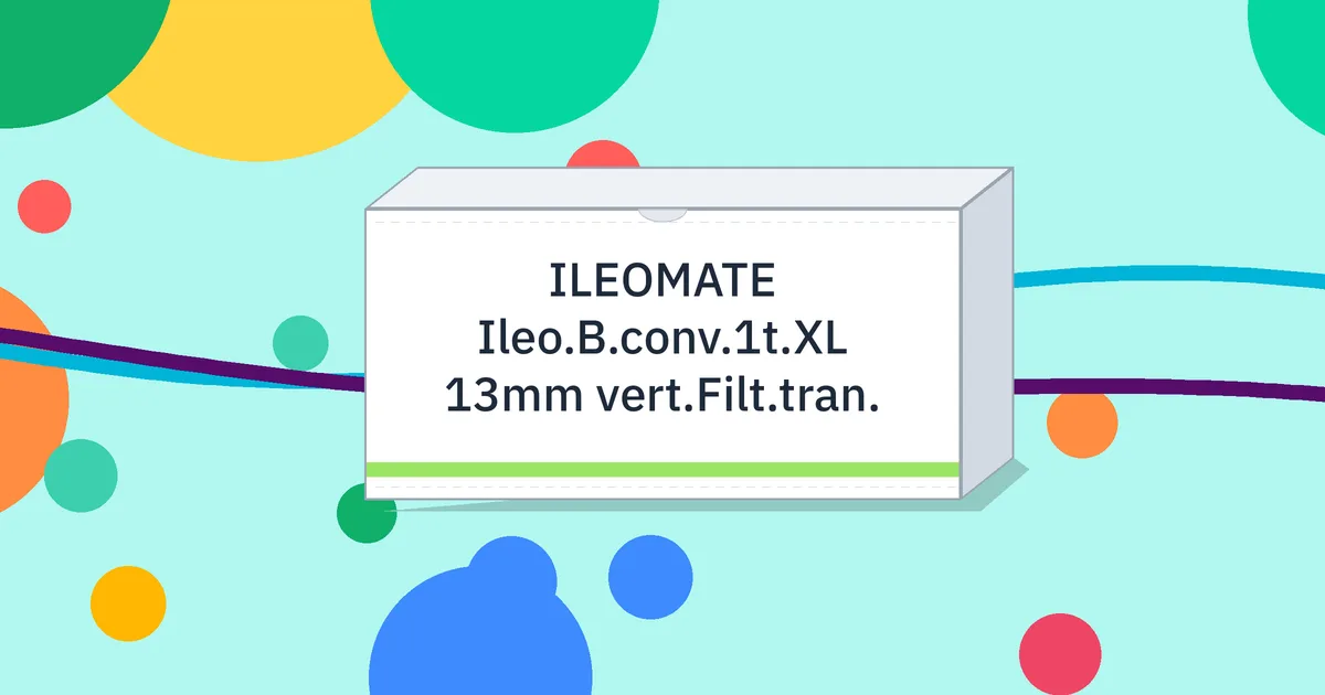 Symbolbild: Packung mit der Aufschrift ILEOMATE Ileo.B.conv.1t.XL 13mm vert.Filt.tran. (PZN 10991629) – Verfügbarkeit und Bezug in Apotheken in Frankfurt am Main