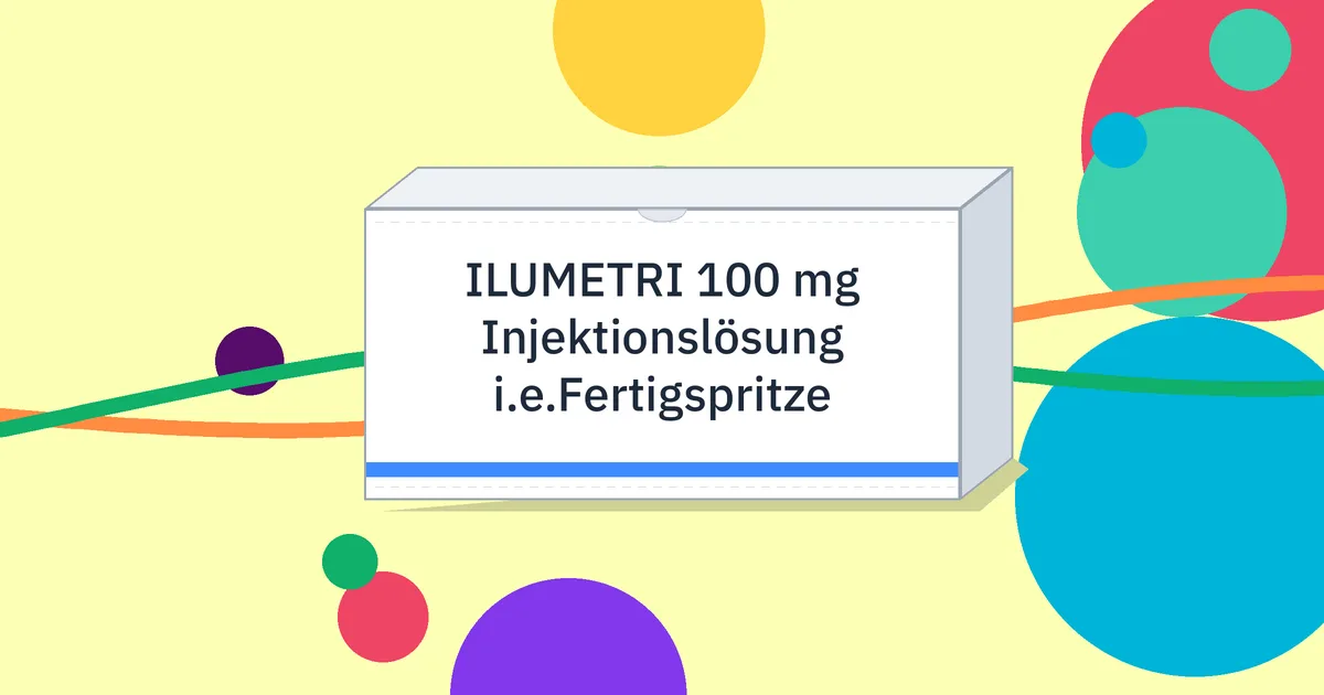 Symbolbild: Packung mit der Aufschrift ILUMETRI 100 mg Injektionslösung i.e.Fertigspritze (PZN 14036208) – Verfügbarkeit und Bezug in Apotheken in Frankfurt am Main