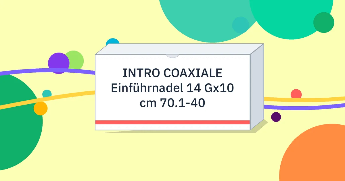 Symbolbild: Packung mit der Aufschrift INTRO COAXIALE Einführnadel 14 Gx10 cm 70.1-40 (PZN 16946104) – Verfügbarkeit und Bezug in Apotheken in Frankfurt am Main