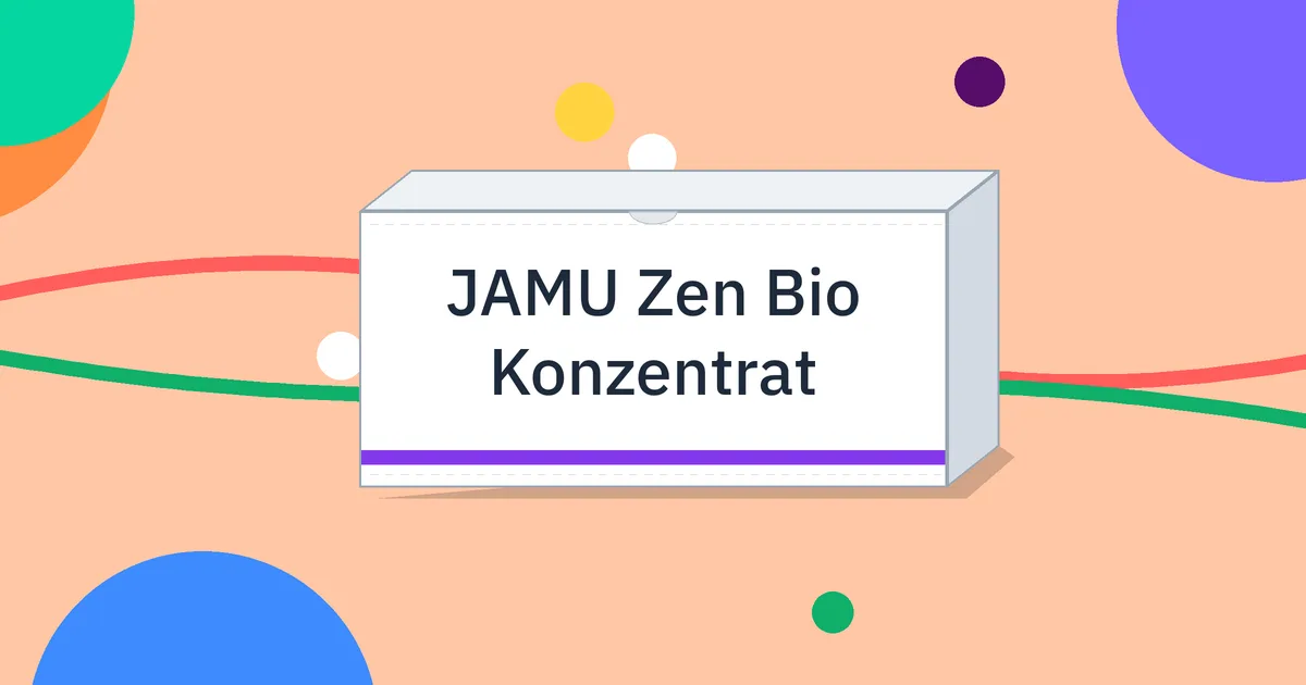 Symbolbild: Packung mit der Aufschrift JAMU Zen Bio Konzentrat (PZN 20844384) – Verfügbarkeit und Bezug in Apotheken in Frankfurt am Main