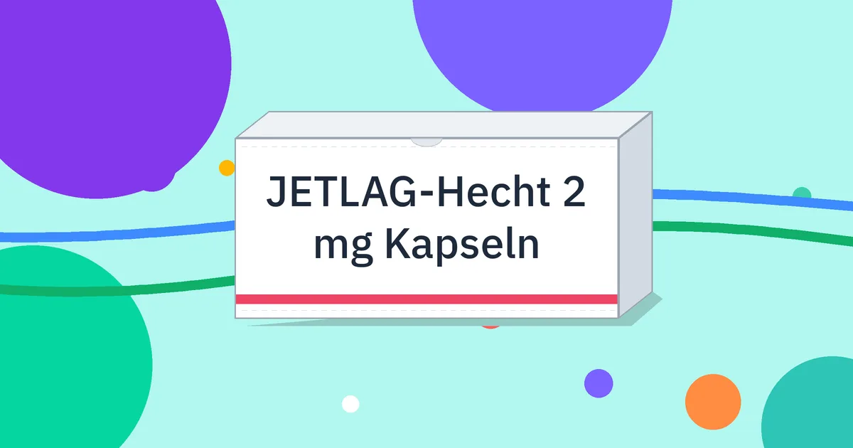 Symbolbild: Packung mit der Aufschrift JETLAG-Hecht 2 mg Kapseln (PZN 09919331) – Verfügbarkeit und Bezug in Apotheken in Frankfurt am Main