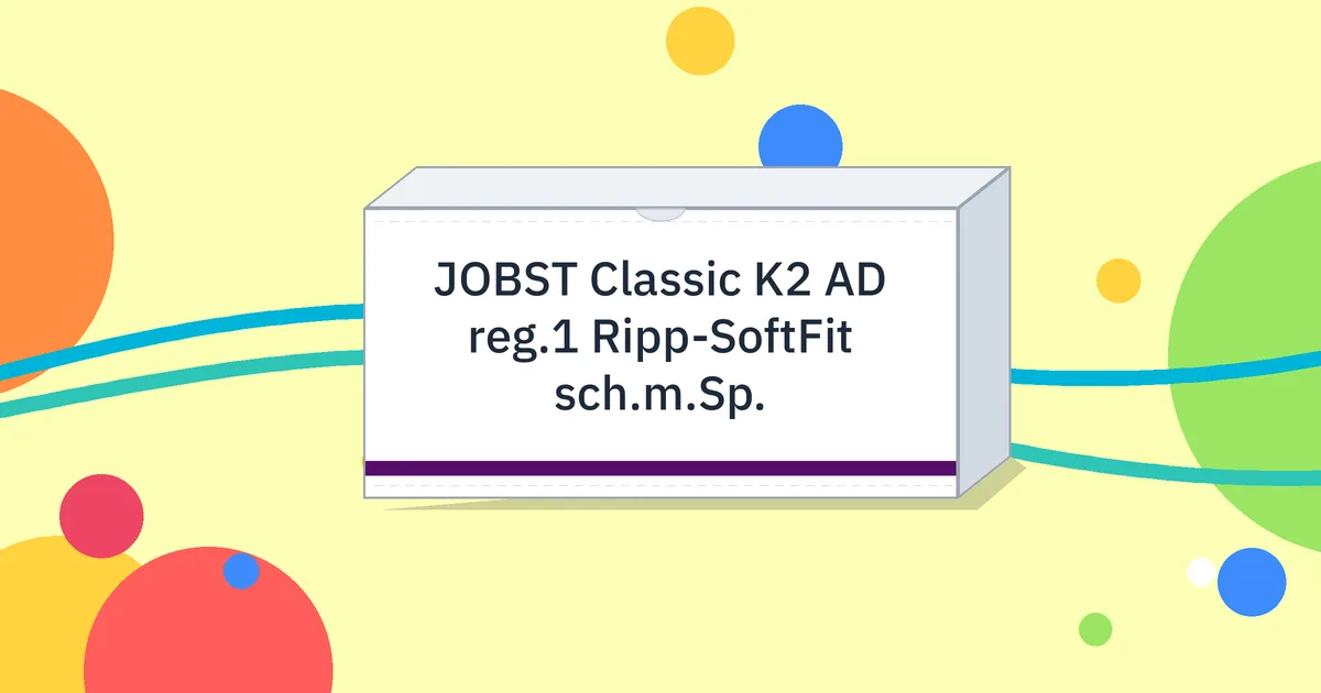 Symbolbild: Packung mit der Aufschrift JOBST Classic K2 AD reg.1 Ripp-SoftFit sch.m.Sp. (PZN 14222253) – Verfügbarkeit und Bezug in Apotheken in Frankfurt am Main