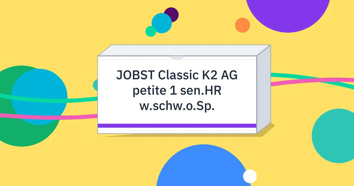 Symbolbild: Packung mit der Aufschrift JOBST Classic K2 AG petite 1 sen.HR w.schw.o.Sp. (PZN 17961815) – Verfügbarkeit und Bezug in Apotheken in Frankfurt am Main