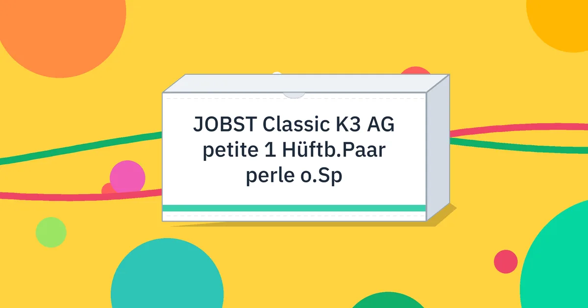 Symbolbild: Packung mit der Aufschrift JOBST Classic K3 AG petite 1 Hüftb.Paar perle o.Sp (PZN 13074773) – Verfügbarkeit und Bezug in Apotheken in Frankfurt am Main