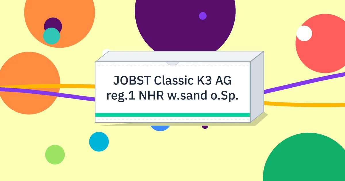 Symbolbild: Packung mit der Aufschrift JOBST Classic K3 AG reg.1 NHR w.sand o.Sp. (PZN 13073880) – Verfügbarkeit und Bezug in Apotheken in Frankfurt am Main