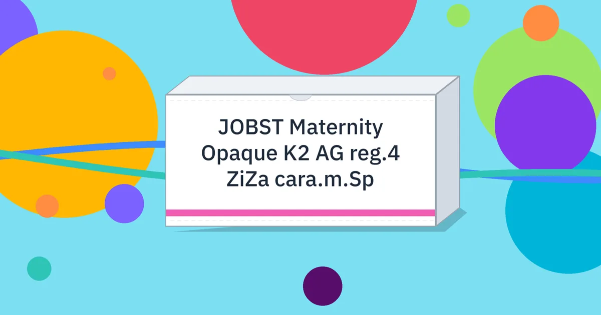 Symbolbild: Packung mit der Aufschrift JOBST Maternity Opaque K2 AG reg.4 ZiZa cara.m.Sp (PZN 15851181) – Verfügbarkeit und Bezug in Apotheken in Frankfurt am Main
