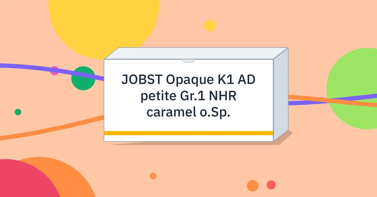 Symbolbild: Packung mit der Aufschrift JOBST Opaque K1 AD petite Gr.1 NHR caramel o.Sp. (PZN 13160202) – Verfügbarkeit und Bezug in Apotheken in Frankfurt am Main