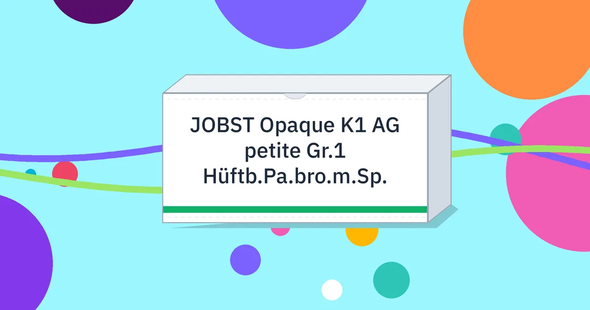 Symbolbild: Packung mit der Aufschrift JOBST Opaque K1 AG petite Gr.1 Hüftb.Pa.bro.m.Sp. (PZN 13098176) – Verfügbarkeit und Bezug in Apotheken in Frankfurt am Main