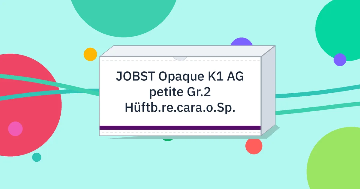 Symbolbild: Packung mit der Aufschrift JOBST Opaque K1 AG petite Gr.2 Hüftb.re.cara.o.Sp. (PZN 13099371) – Verfügbarkeit und Bezug in Apotheken in Frankfurt am Main