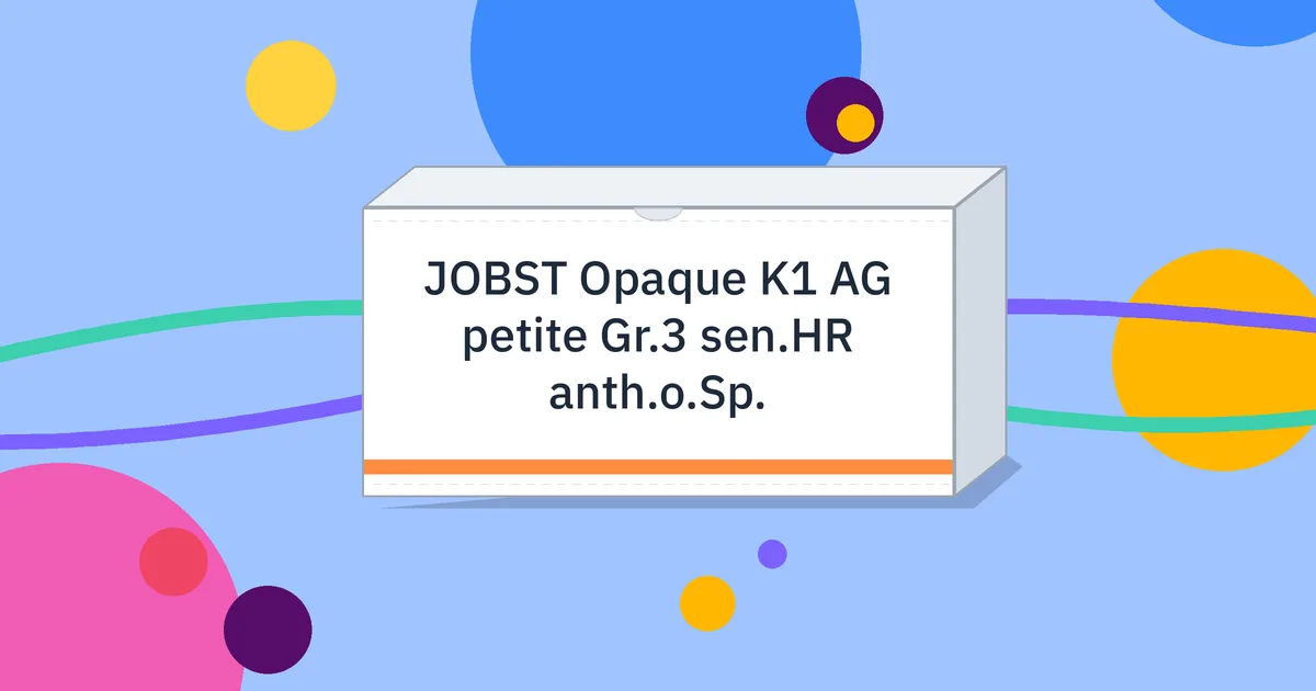 Symbolbild: Packung mit der Aufschrift JOBST Opaque K1 AG petite Gr.3 sen.HR anth.o.Sp. (PZN 16268383) – Verfügbarkeit und Bezug in Apotheken in Frankfurt am Main