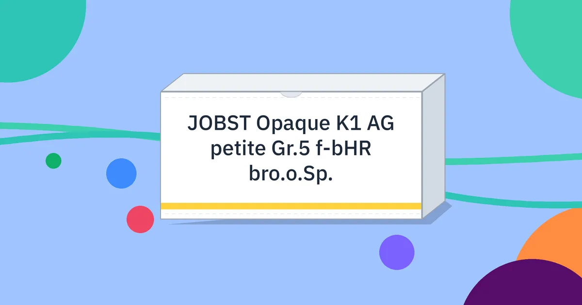 Symbolbild: Packung mit der Aufschrift JOBST Opaque K1 AG petite Gr.5 f-bHR bro.o.Sp. (PZN 13087379) – Verfügbarkeit und Bezug in Apotheken in Frankfurt am Main