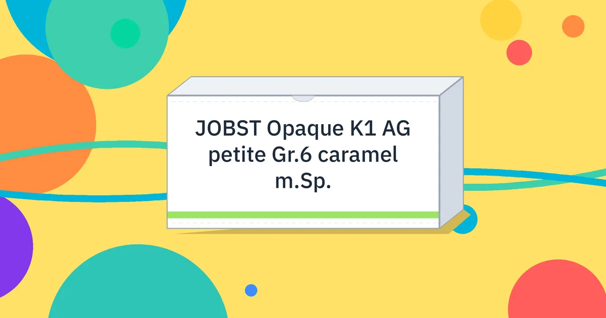 Symbolbild: Packung mit der Aufschrift JOBST Opaque K1 AG petite Gr.6 caramel m.Sp. (PZN 13083393) – Verfügbarkeit und Bezug in Apotheken in Frankfurt am Main