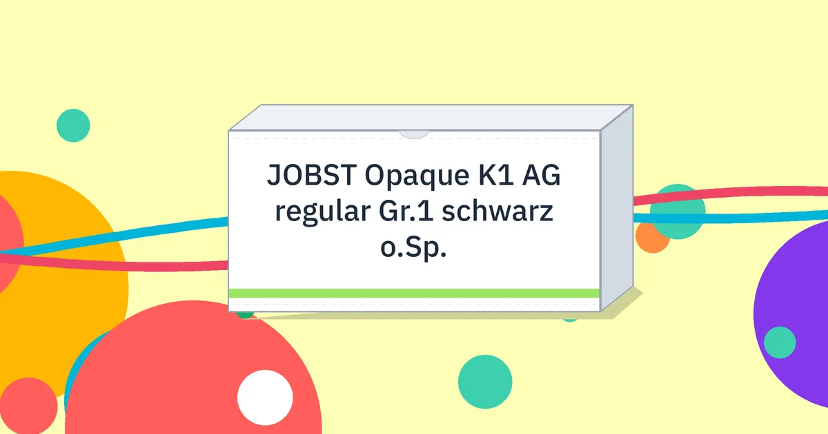 Symbolbild: Packung mit der Aufschrift JOBST Opaque K1 AG regular Gr.1 schwarz o.Sp. (PZN 13097277) – Verfügbarkeit und Bezug in Apotheken in Frankfurt am Main