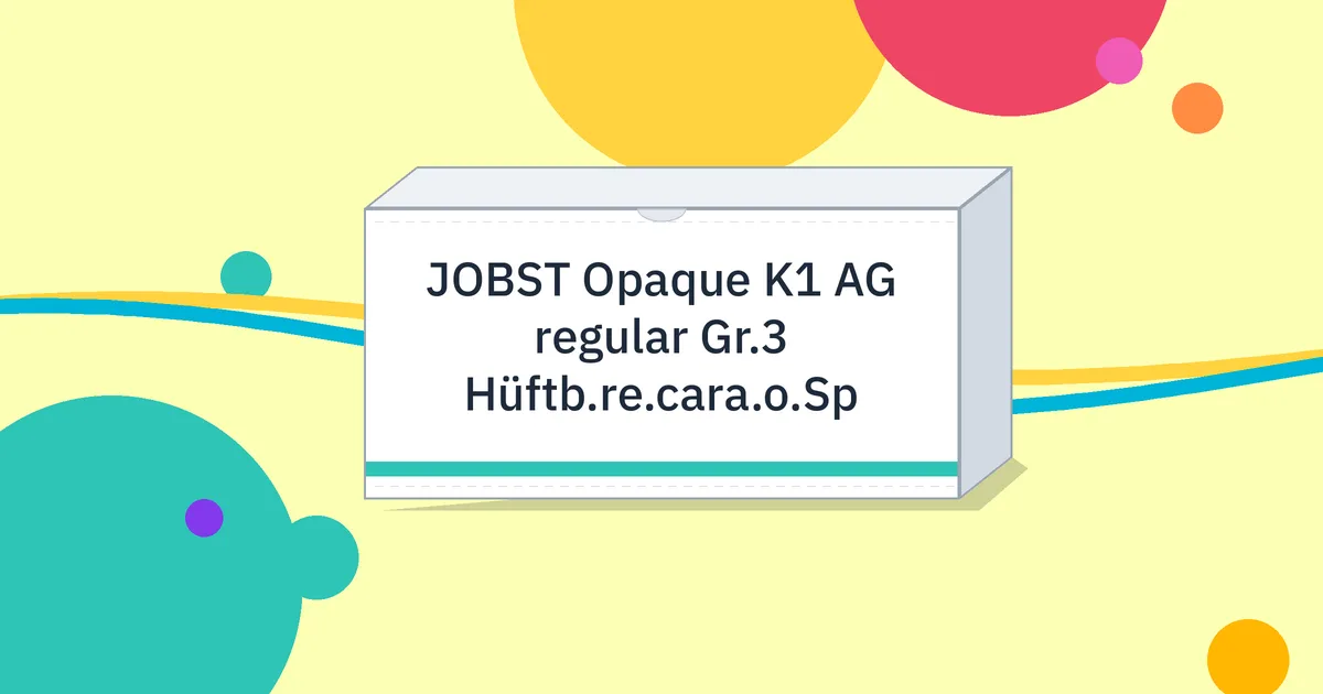 Symbolbild: Packung mit der Aufschrift JOBST Opaque K1 AG regular Gr.3 Hüftb.re.cara.o.Sp (PZN 13101493) – Verfügbarkeit und Bezug in Apotheken in Frankfurt am Main