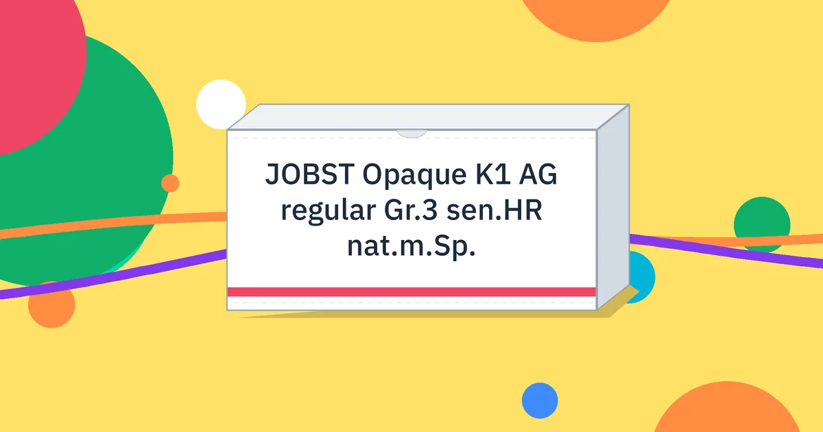 Symbolbild: Packung mit der Aufschrift JOBST Opaque K1 AG regular Gr.3 sen.HR nat.m.Sp. (PZN 13092647) – Verfügbarkeit und Bezug in Apotheken in Frankfurt am Main