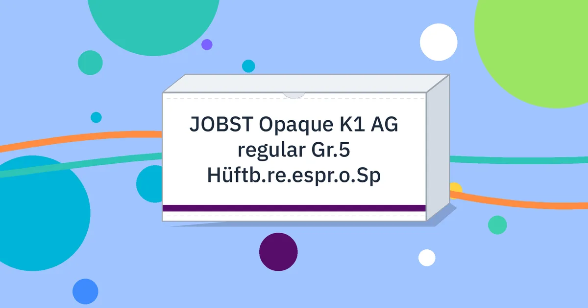 Symbolbild: Packung mit der Aufschrift JOBST Opaque K1 AG regular Gr.5 Hüftb.re.espr.o.Sp (PZN 16272692) – Verfügbarkeit und Bezug in Apotheken in Frankfurt am Main