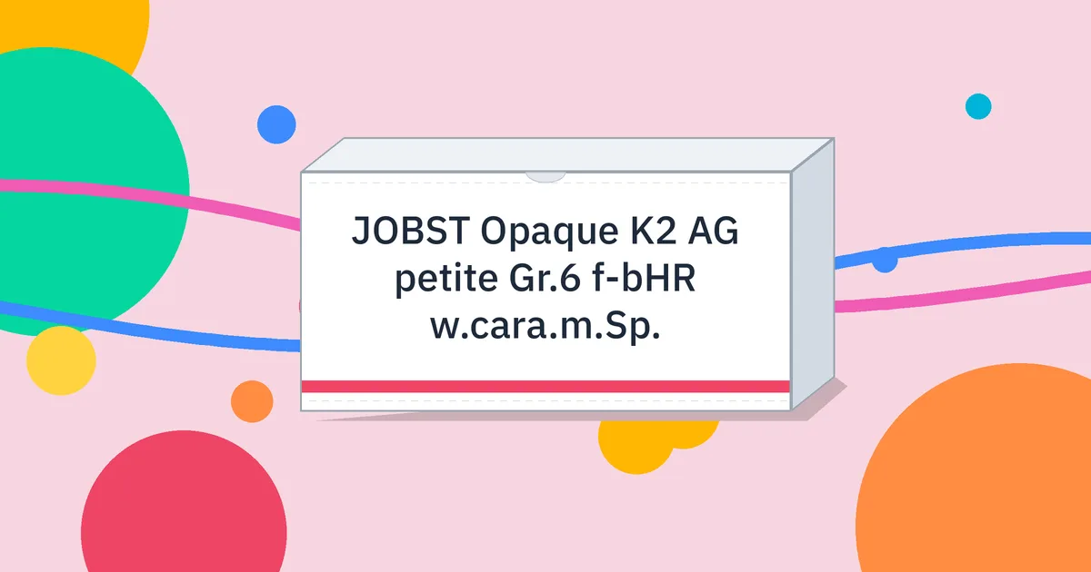 Symbolbild: Packung mit der Aufschrift JOBST Opaque K2 AG petite Gr.6 f-bHR w.cara.m.Sp. (PZN 11255430) – Verfügbarkeit und Bezug in Apotheken in Frankfurt am Main
