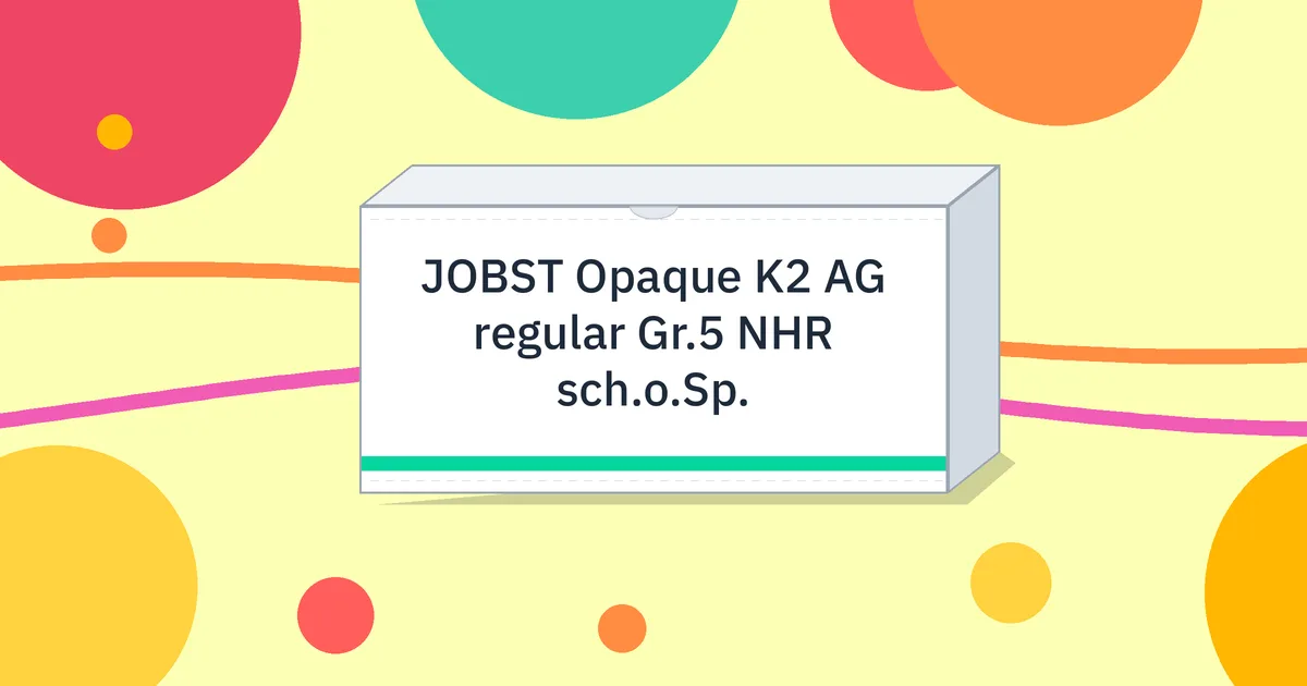 Symbolbild: Packung mit der Aufschrift JOBST Opaque K2 AG regular Gr.5 NHR sch.o.Sp. (PZN 11253997) – Verfügbarkeit und Bezug in Apotheken in Frankfurt am Main