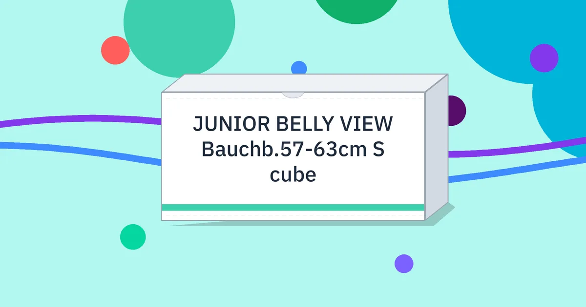 Symbolbild: Packung mit der Aufschrift JUNIOR BELLY VIEW Bauchb.57-63cm S cube (PZN 16537624) – Verfügbarkeit und Bezug in Apotheken in Frankfurt am Main