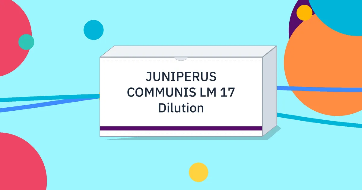 Symbolbild: Packung mit der Aufschrift JUNIPERUS COMMUNIS LM 17 Dilution (PZN 13564690) – Verfügbarkeit und Bezug in Apotheken in Frankfurt am Main