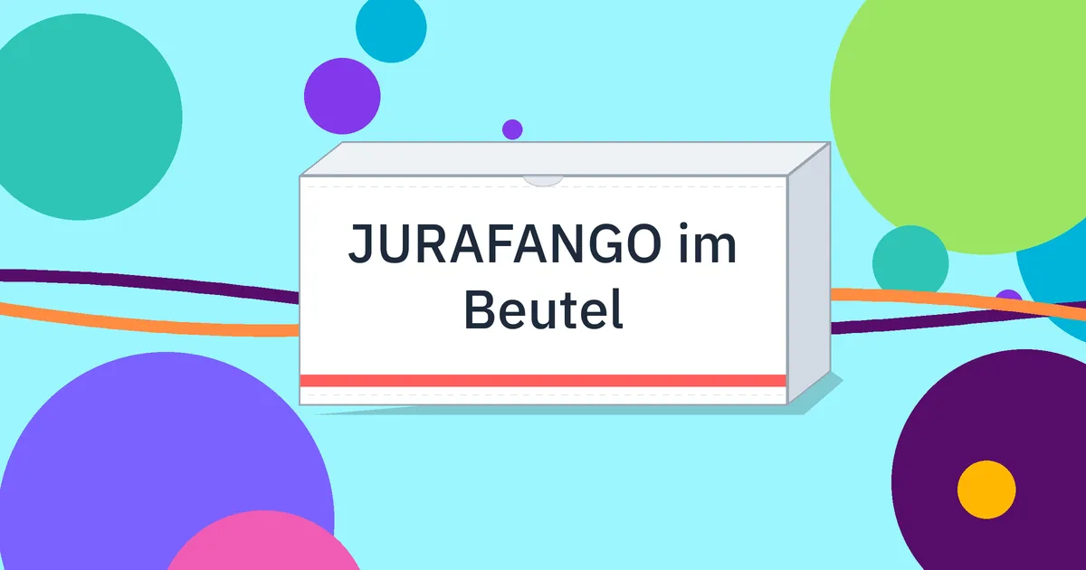 Symbolbild: Packung mit der Aufschrift JURAFANGO im Beutel (PZN 05395569) – Verfügbarkeit und Bezug in Apotheken in Frankfurt am Main