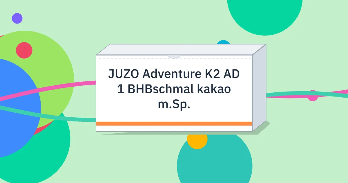 Symbolbild: Packung mit der Aufschrift JUZO Adventure K2 AD 1 BHBschmal kakao m.Sp. (PZN 15497242) – Verfügbarkeit und Bezug in Apotheken in Frankfurt am Main