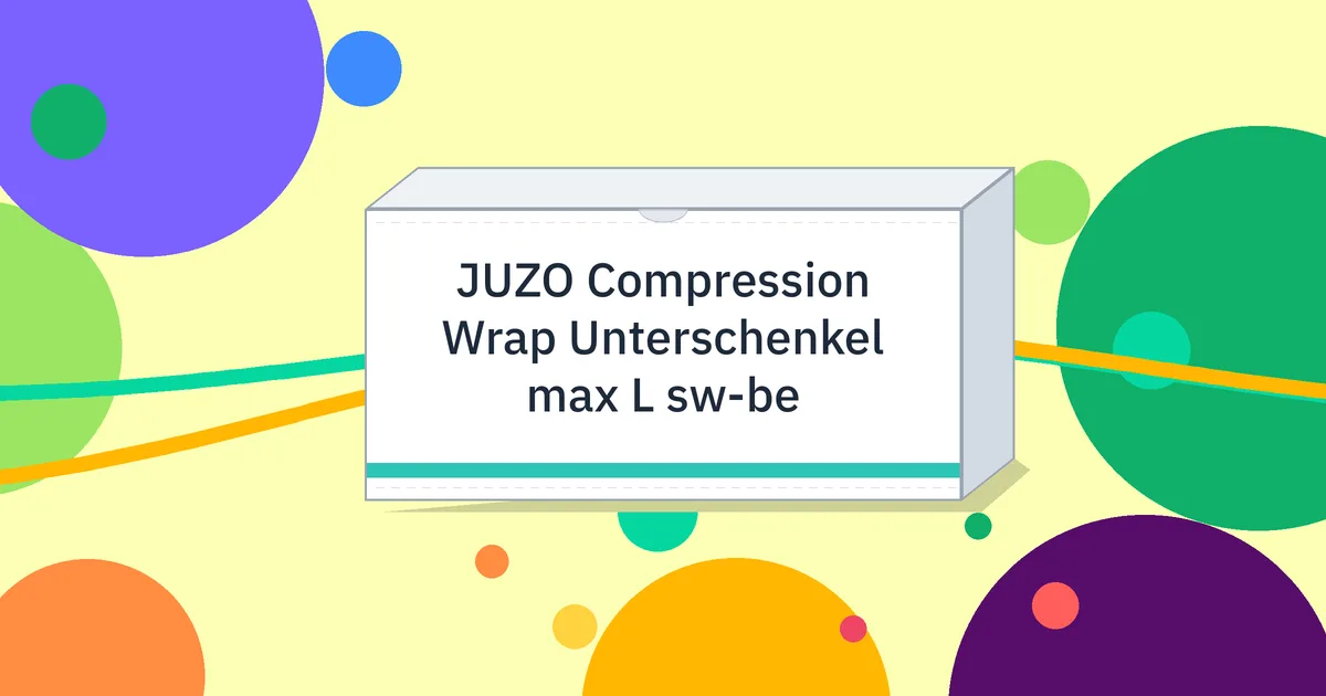 Symbolbild: Packung mit der Aufschrift JUZO Compression Wrap Unterschenkel max L sw-be (PZN 13580602) – Verfügbarkeit und Bezug in Apotheken in Frankfurt am Main