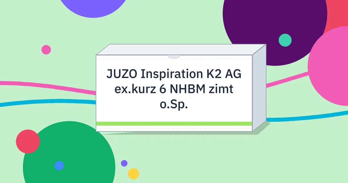 Symbolbild: Packung mit der Aufschrift JUZO Inspiration K2 AG ex.kurz 6 NHBM zimt o.Sp. (PZN 14952253) – Verfügbarkeit und Bezug in Apotheken in Frankfurt am Main