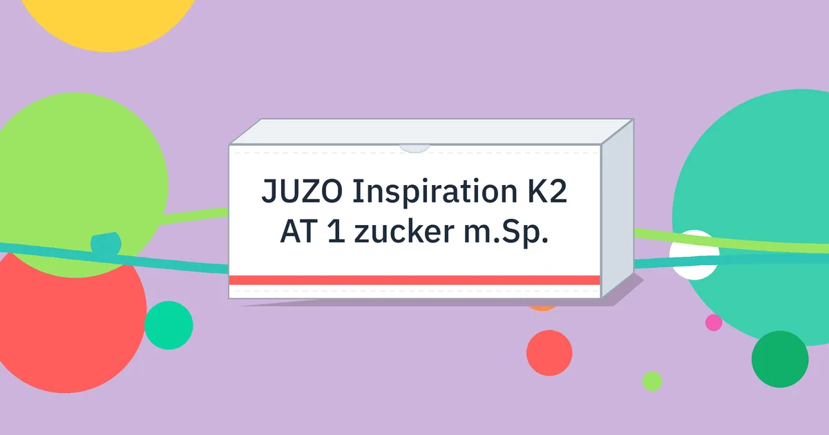 Symbolbild: Packung mit der Aufschrift JUZO Inspiration K2 AT 1 zucker m.Sp. (PZN 14926155) – Verfügbarkeit und Bezug in Apotheken in Frankfurt am Main